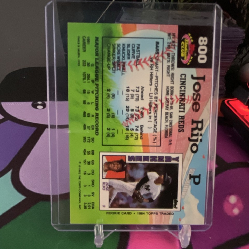 Topps Stadium Club 1992 Jose Rijo #800 Rookie Cincinnati Reds Baseball ...