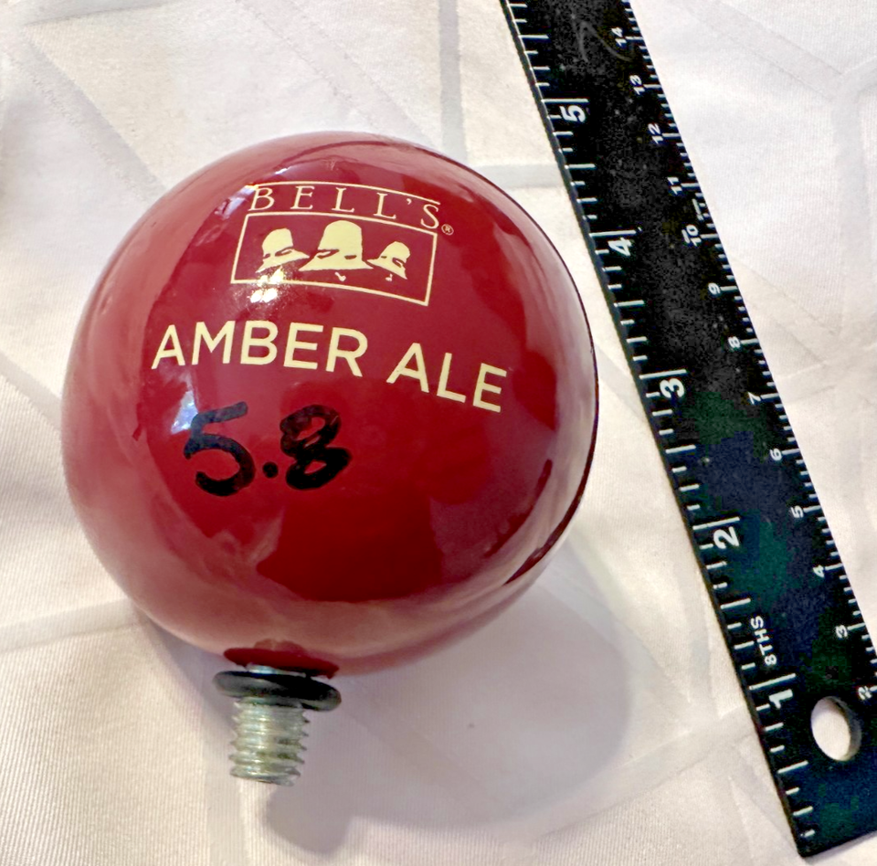 VINTAGE BELL'S AMBER ALE RED POOL BALL HANDLE RARE DRAFT BEER TAP BAR ...