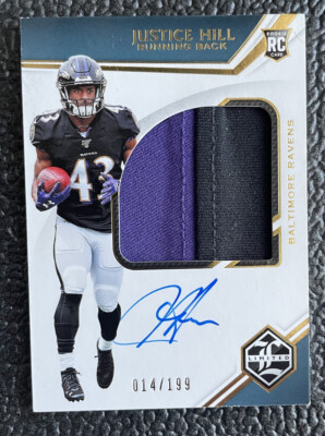 🔥JUSTICE HILL 2019 LIMITED 2 COLOR ROOKIE PATCH ON CARD AUTOGRAPH /199🔥 ...