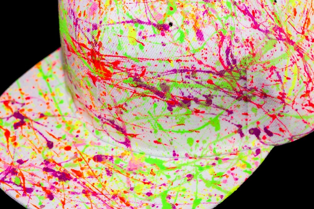Custom splatter paint black light neon retro style trucker hat baseball ...