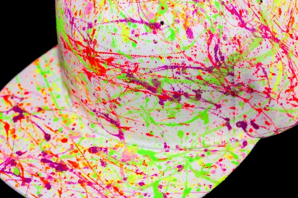 Custom splatter paint black light neon retro style trucker hat baseball ...