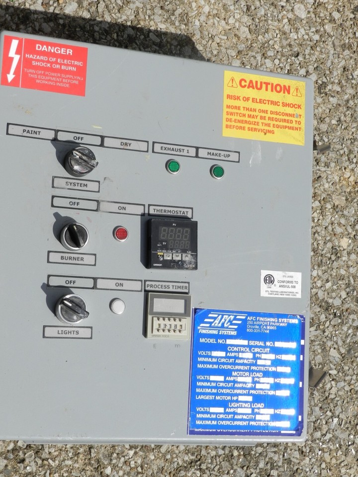 Control Panels for fan + Motor control sys : Paint Booths, Industries ...