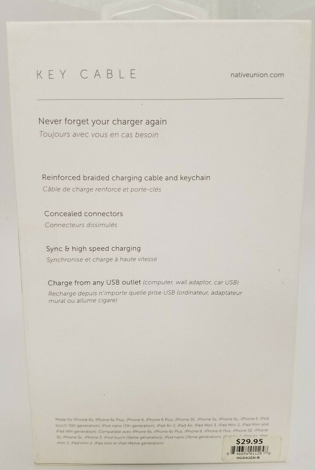 Native Union Key Cable Lightning to USB Charging Key Fob (Apple MFi ...