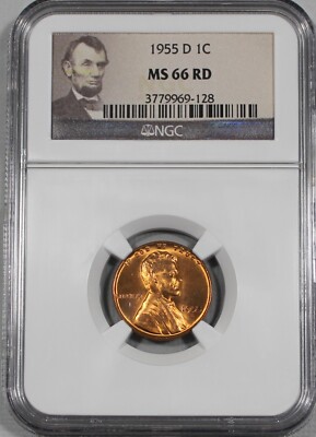 1955 D LINCOLN WHEAT CENT PENNY NGC MS66 UNC MS66RD US COIN CERT ...