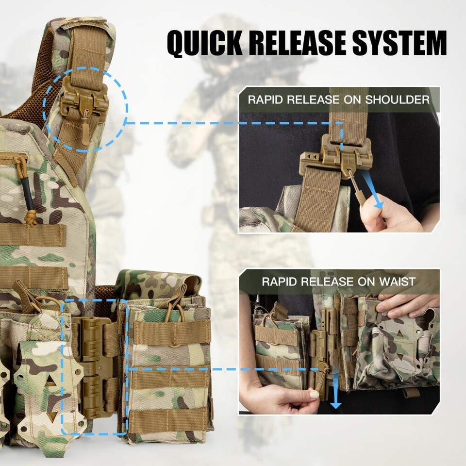 Tactical Vest Chest Rigs Quick Release Lightweight Vest Adjustable for ...