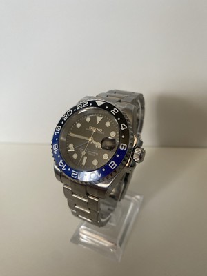 Seiko mod Batman Oyster GMT Open Back Watch stainless steel UK | eBay UK