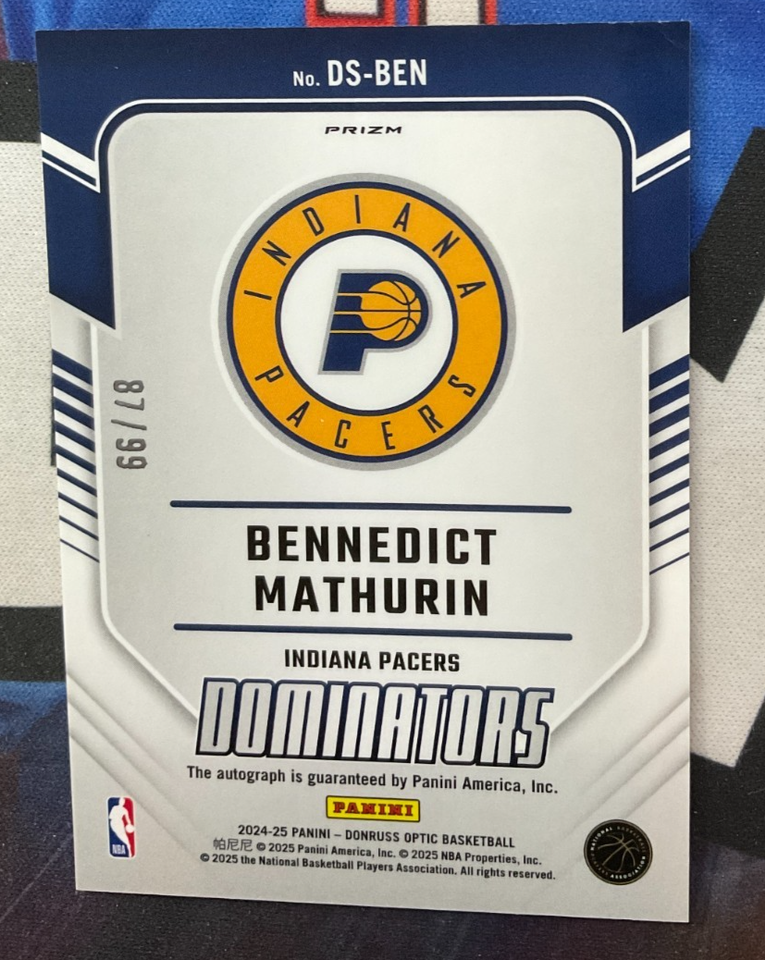 2024-25 Panini Donruss Optic #DS-BEN Bennedict Mathurin Auto HOLO 87/99 ...