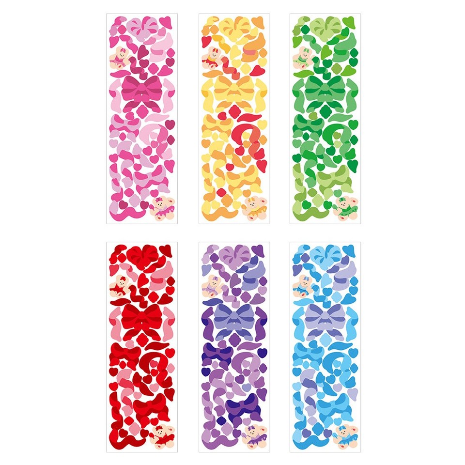 6pcs Cartoon Color Ribbon Gift Sticker Scrapbooking DIY Bowknot Design ...