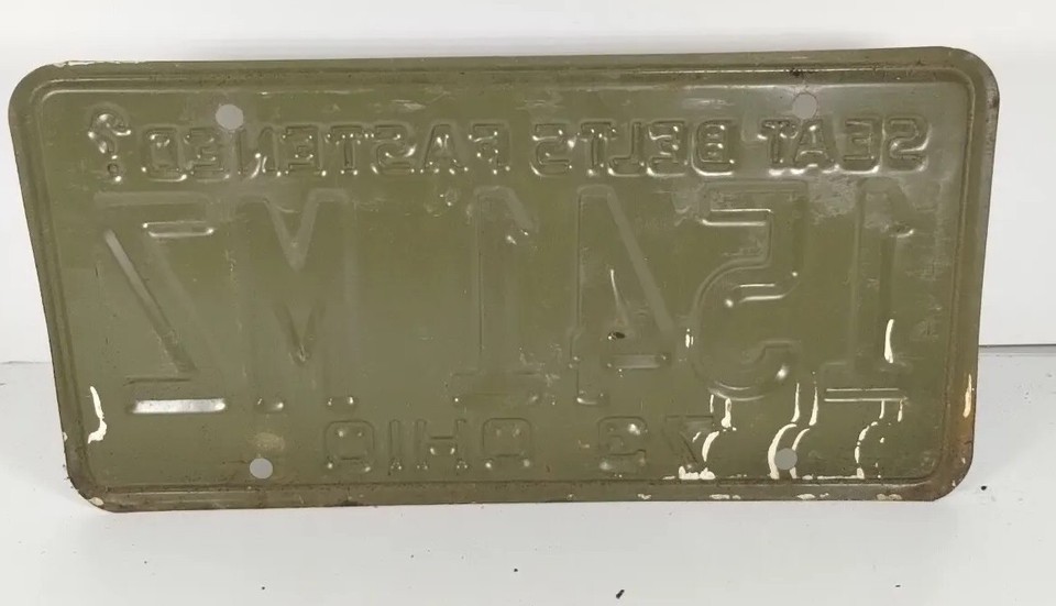 Vintage Ohio OH License Plate 1973 SEAT BELTS FASTENED? No. 1541 MZ ...