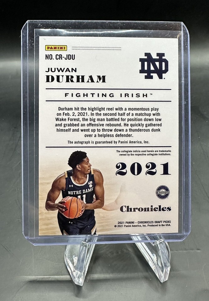 2021 Panini Chronicles Draft Picks Rookie Signatures Juwan Durham #CR ...