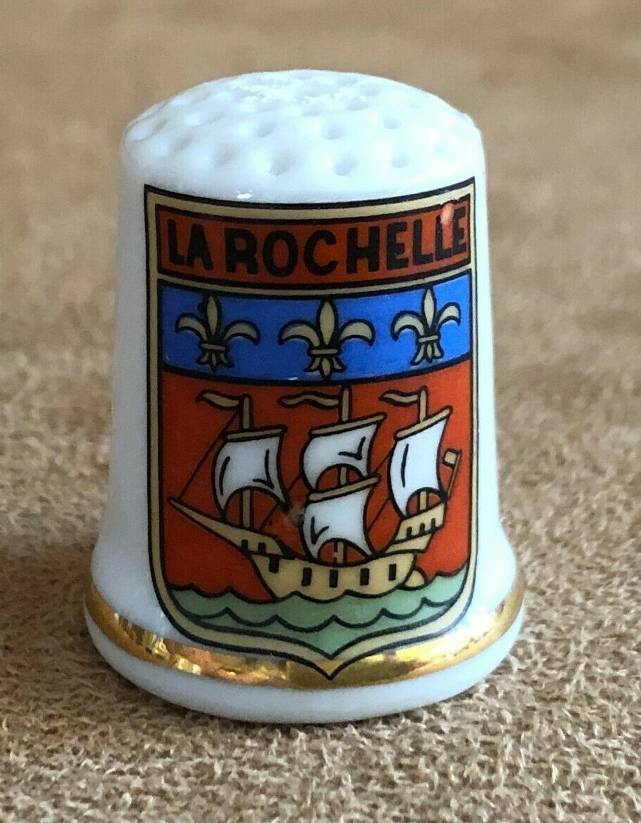 La Rochelle thimble souvenir collectible porcelain travel France French ...