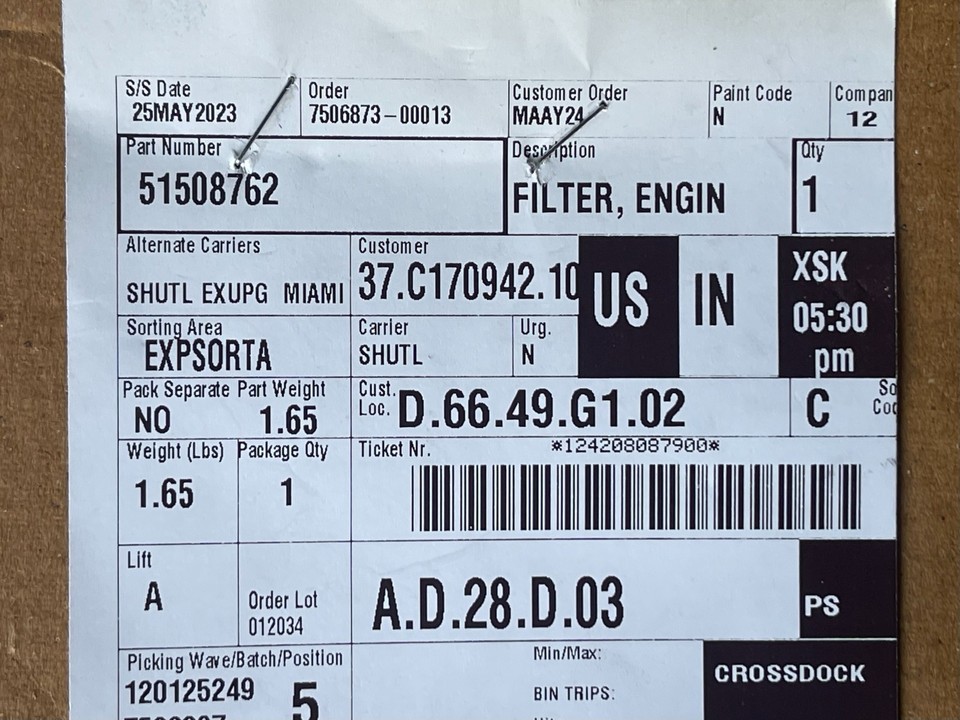 CNH Industrial Genuine Engine Oil Filter FPT Motor oil filter 51508762 ...