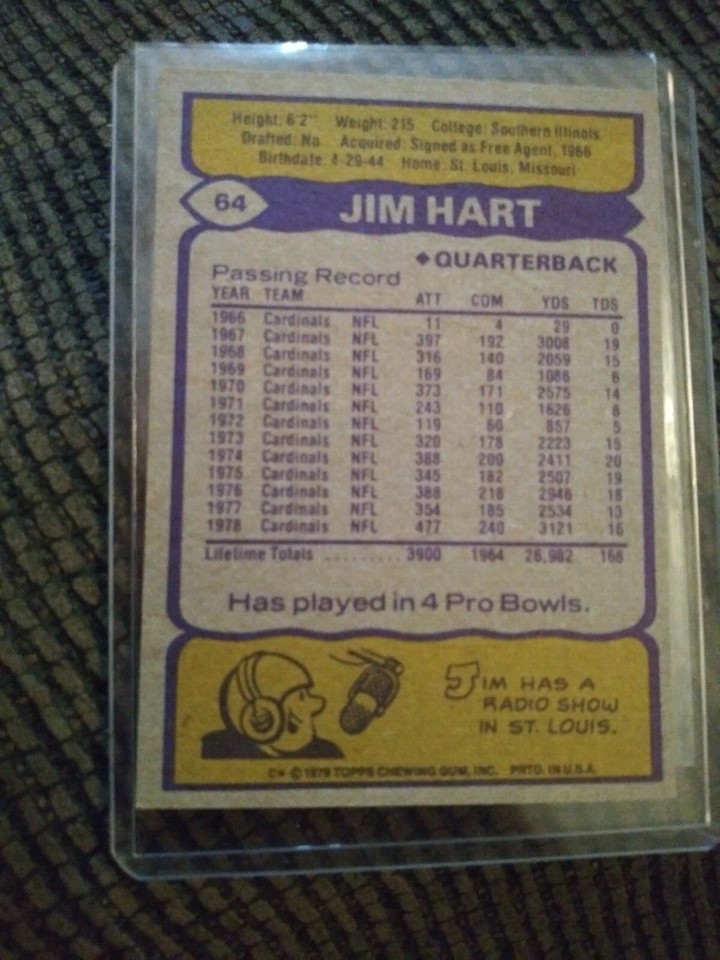 1979 Topps Football Jim Hart card #64 in ex condition | eBay