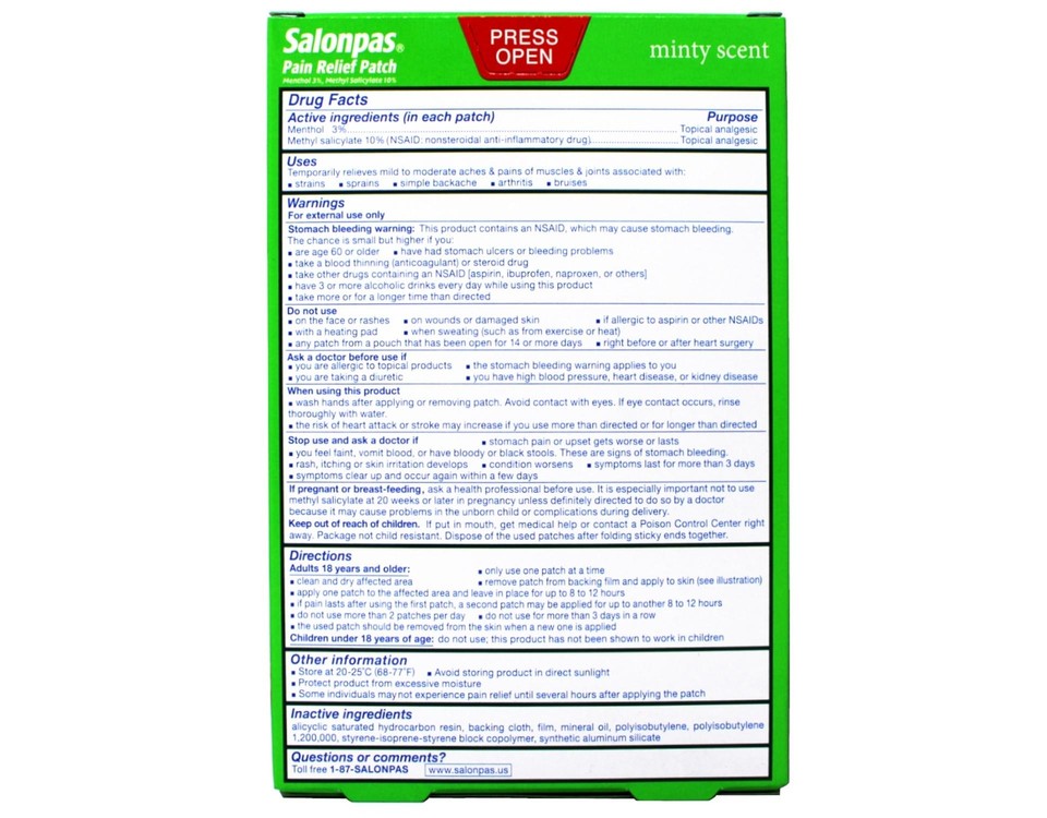 Salonpas Pain Relief Patches 80 Count 12 Hr Relief for Back Neck ...