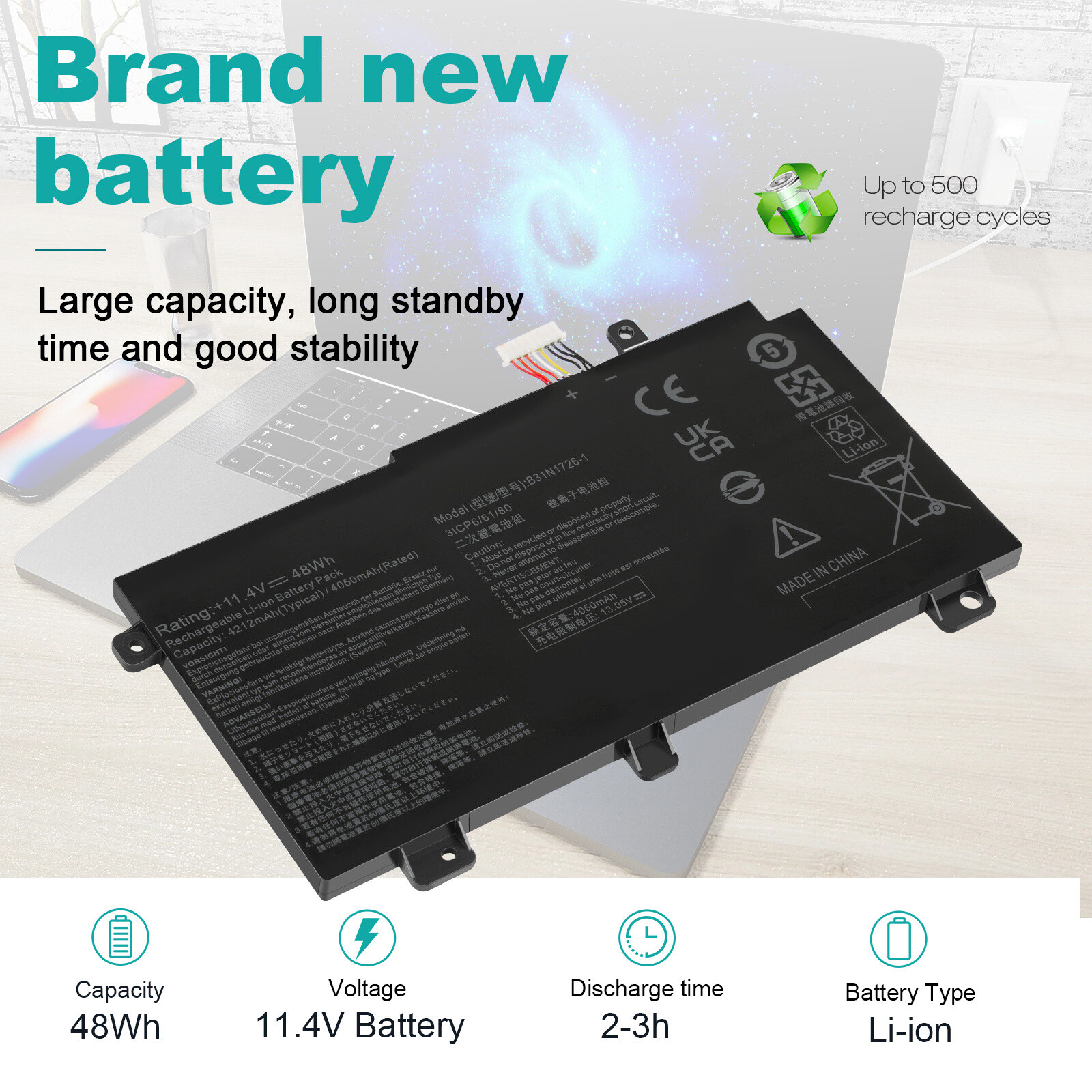 B31N1726 Battery for ASUS FX504 FX504GD FX80GD TUF Gaming FX505DT A15 ...