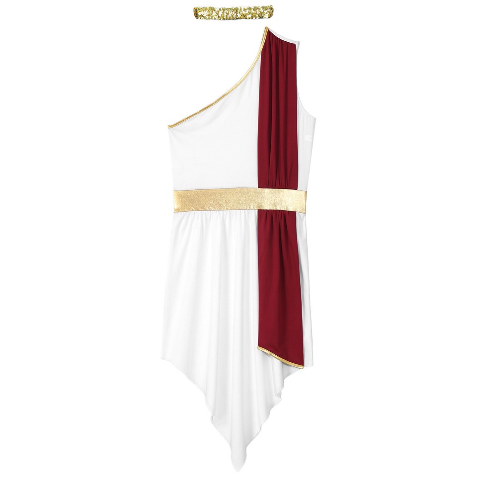 Women Ancient Roman Empress Bodysuit Toga Costume Greek Queen Halloween ...