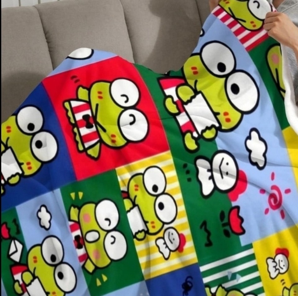 Sanrio Keroppi multi-portrait grid fleece throw blanket. 40x50 | eBay
