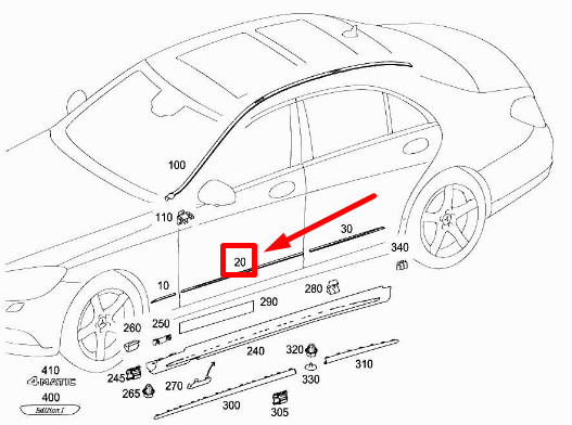 MERCEDES-BENZ S W222 V222 X222 FRONT RIGHT DOOR MOLDING A2226908601 ...