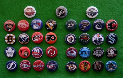 NHL Team Past & Present - Individual 1 Inch Pinback Buttons - Choose ...