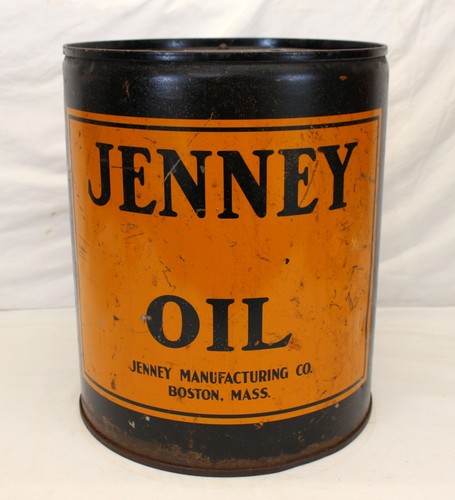 💥 Rare JENNEY OIL 5 Gallon Can GAS ADVERTISING 11" x 13.5" BOSTON, MA 💥 ...