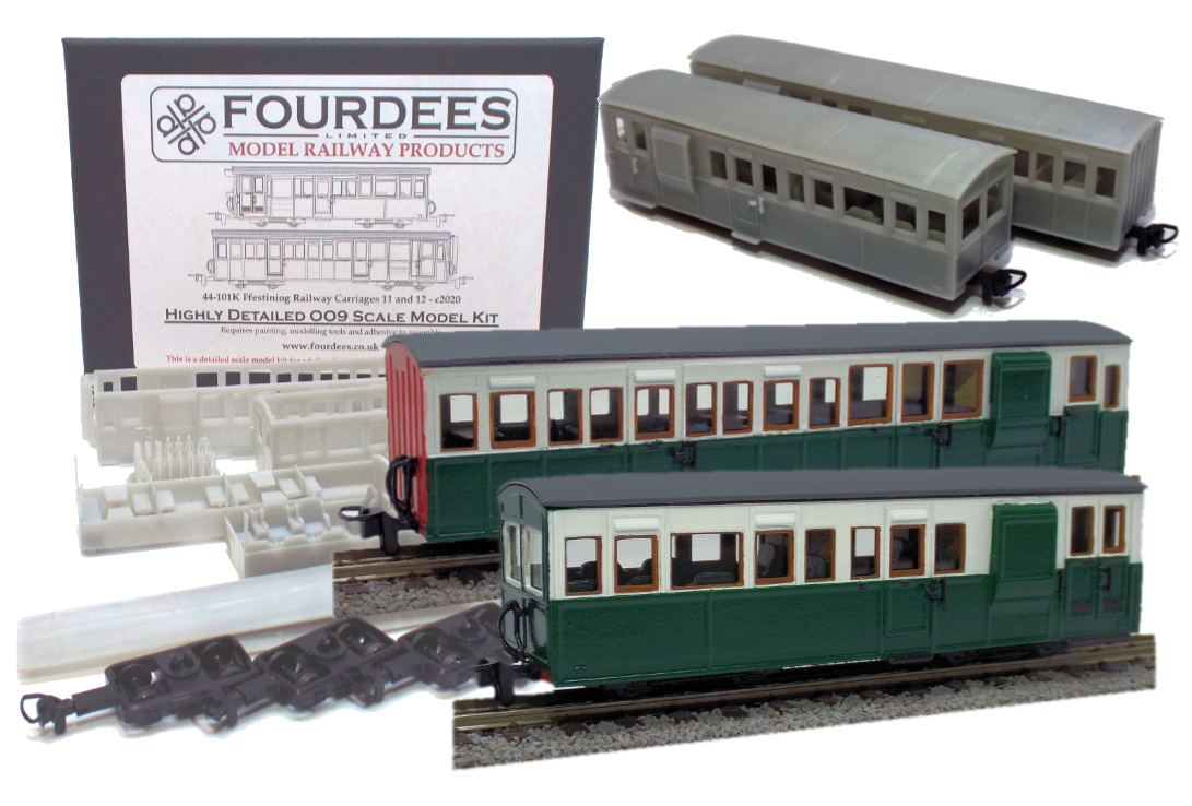 Fourdees Ltd Ffestiniog Railway Carriages 11 and 12 009 / OO9 Scale Kit ...