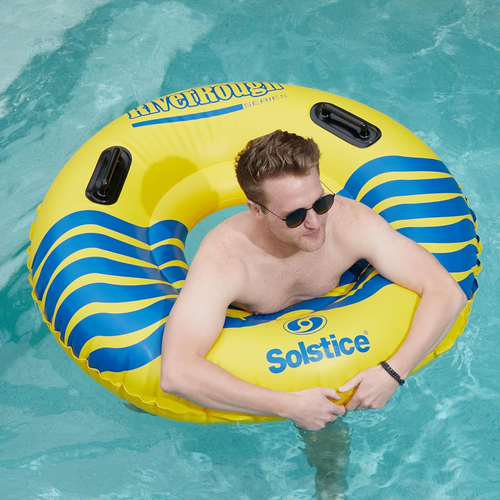 Inflatable River Raft Float Tube with Cupholders Cooler Mesh Bottom ...