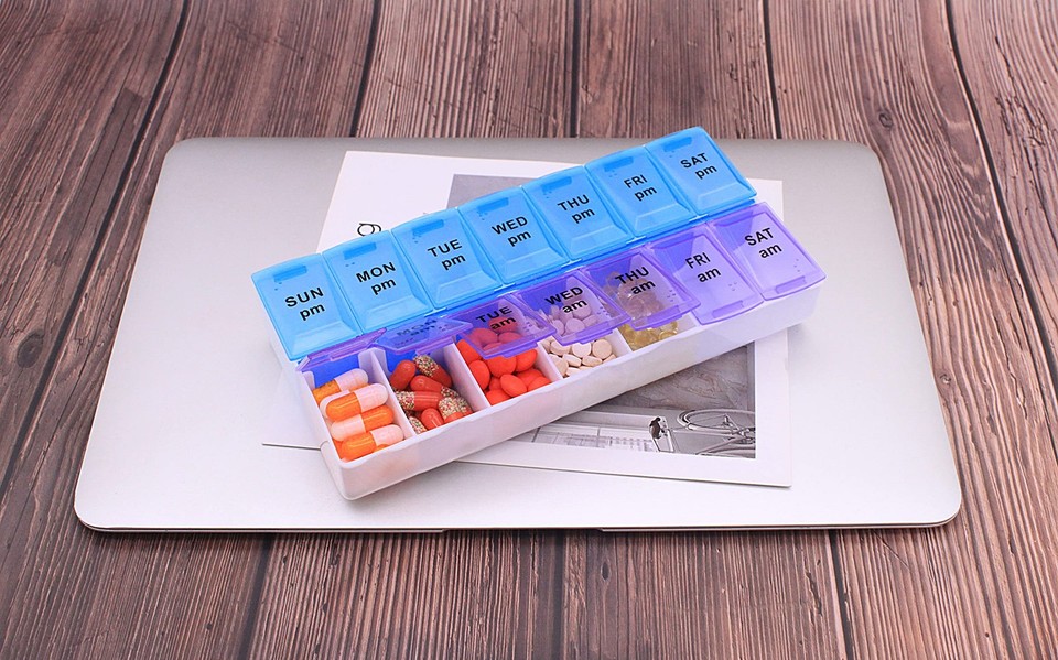 7 Day Weekly AM PM Pill Organizer, Large Pill Case Pill Box for Pills ...