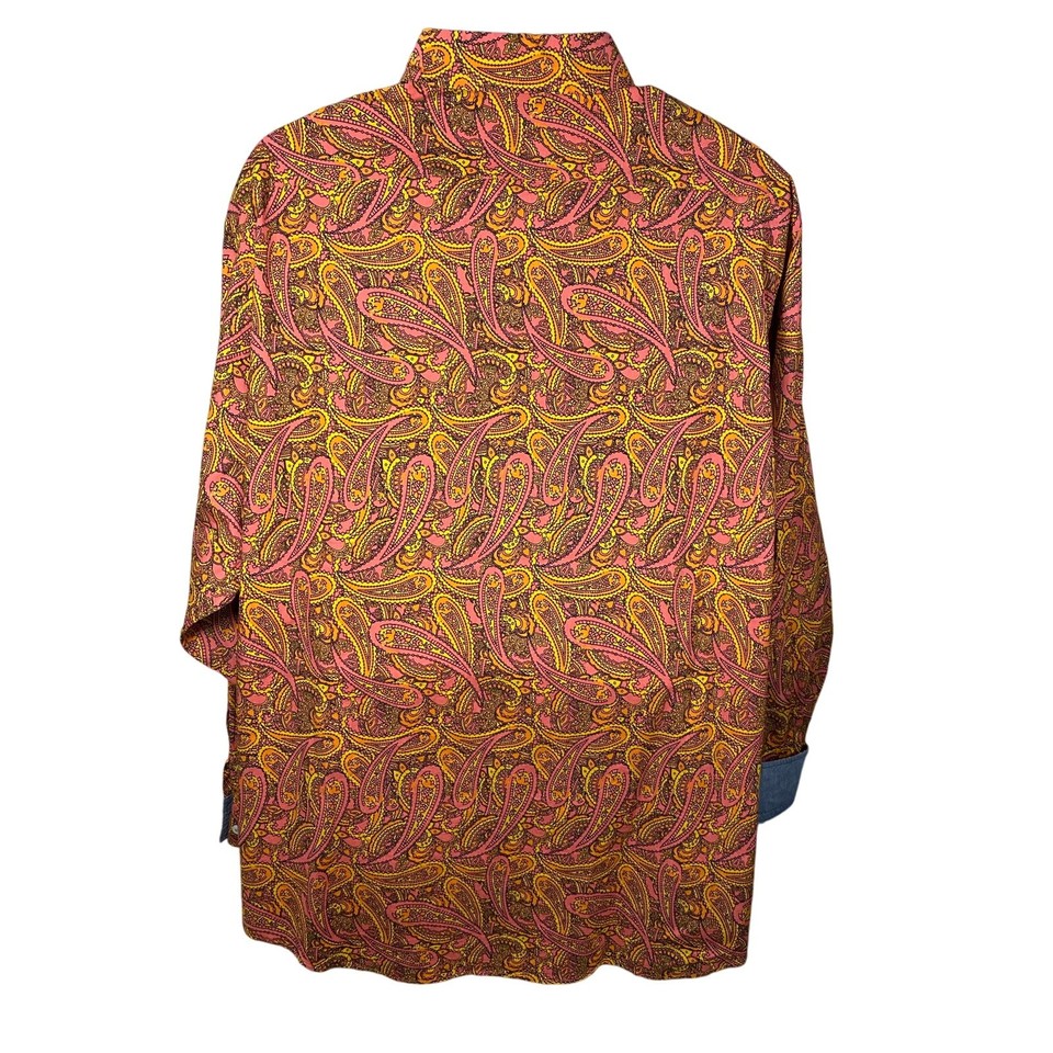 Daniel Cremieux Premium Denim Shirt Men’s Size 3XT Orange Paisley Tall ...