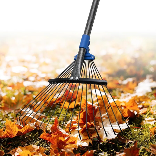 Adjustable Metal Leaf Rake with Long 48 Inch Handle for Lawns and ...