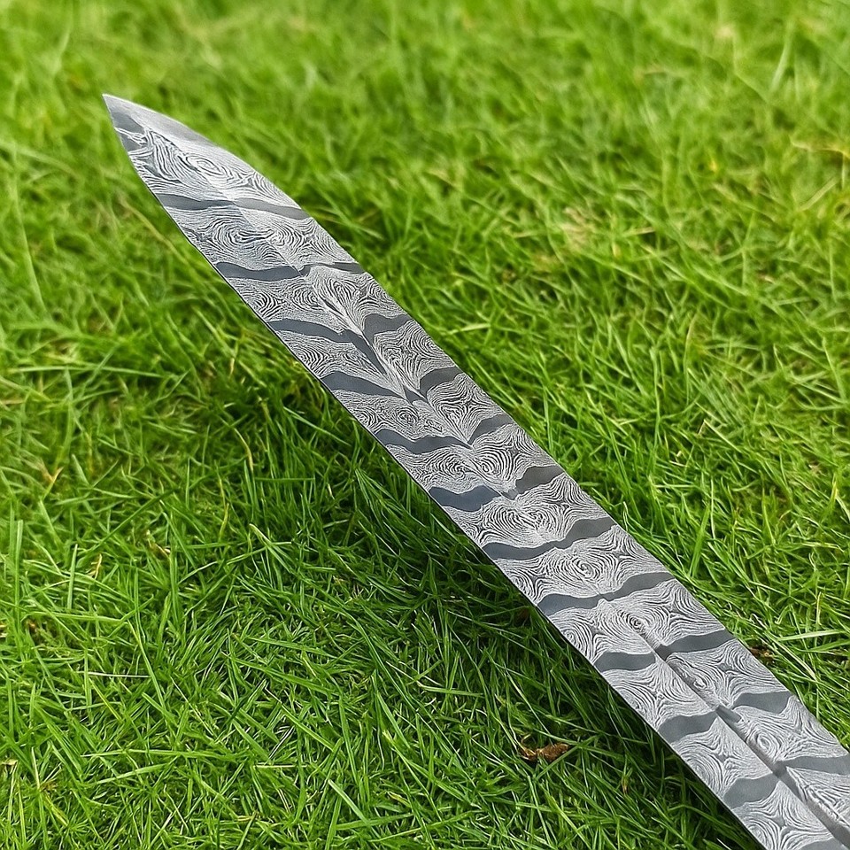 Custom Handmade Damascus Steel Blank Blade Sword Survival Sword Hunting ...