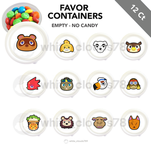 12 Animal Crossing Party Favor Candy Container 2.3oz Fillable Box Treat ...