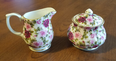 David Michael China Sugar Bowl and Creamer Set Staffordshire England | eBay