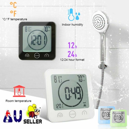 Shower Timer Bathroom Wall Clock Countdown LCD Temperature Humidity ...