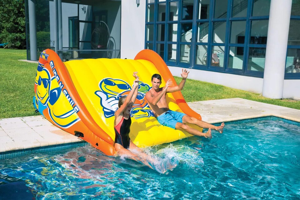 GIANT HUGE INFLATABLE WOW FLOATING ISLAND SLIDE WATER WALKWAY LAKE ...