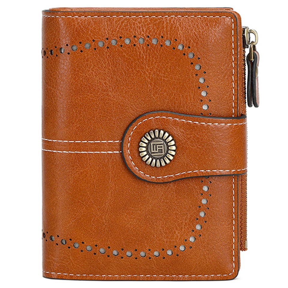 RFID Blocking Women Small Leather Wallet Credit Card Holder Mini Bifold ...