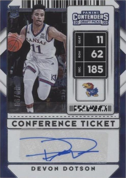 2020-21 Panini Contenders Draft Picks - Sticker Autographs Devon Dotson ...