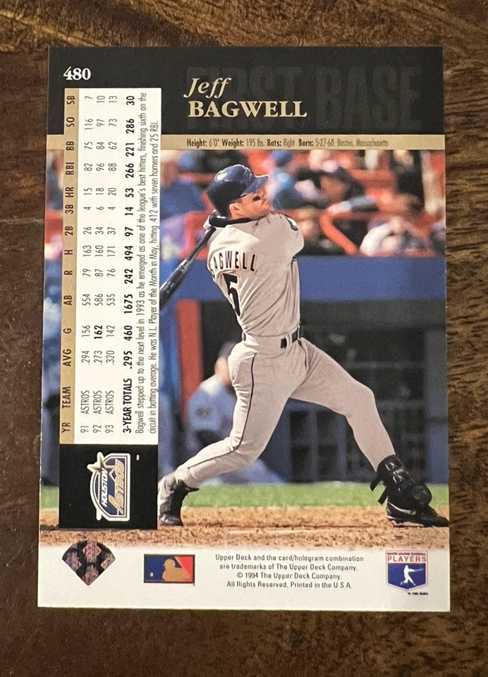 1994 Upper Deck Baseball Card #480 Jeff Bagwell | eBay