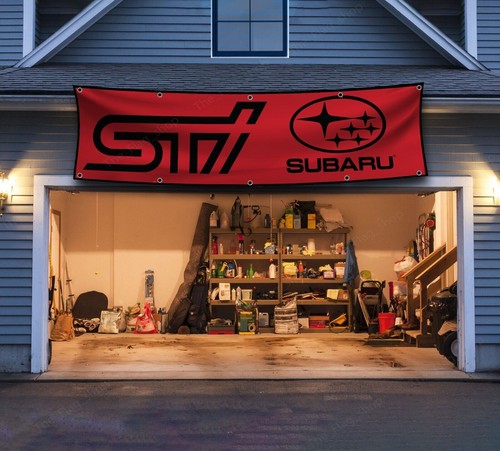 Subaru STI Banner Flag 2x8 ft Car Show Street Racing Man Cave Wall ...