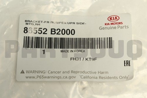 86552B2000 Genuine Hyundai / KIA BRACKET-FR BUMPER UPR SIDE MTG | eBay