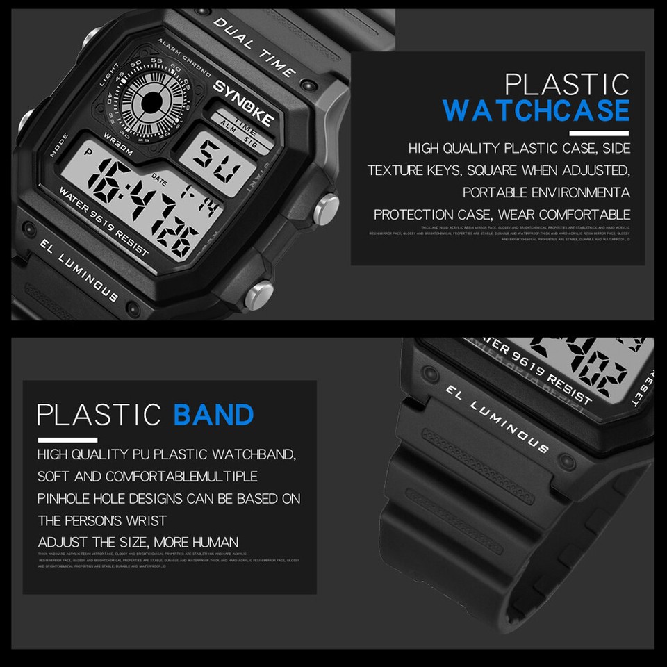 Men's Digital Multi-Function Watch Time Alarm Backlight Waterproof ...
