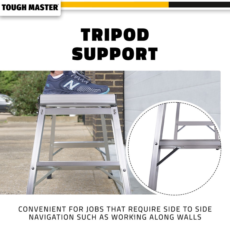 Heavy Duty Aluminium Hop Up Step Ladder Folding Stool Work Bench ...