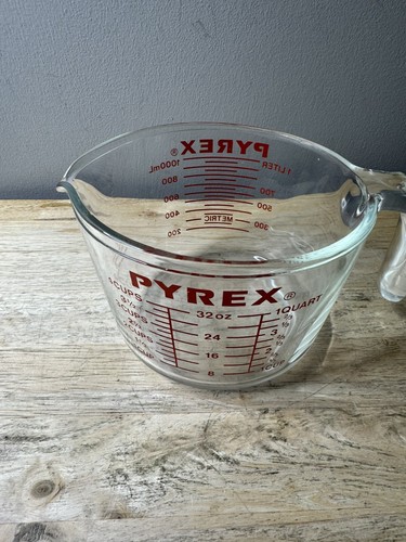 Vintage Pyrex 532 Glass Red Letters Large Handled Measuring 4-Cup 1-Qt ...