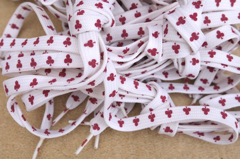 LACES 10 x Pairs 110 cm 43" Flat Woven White Dark Red Clubs Sport ...