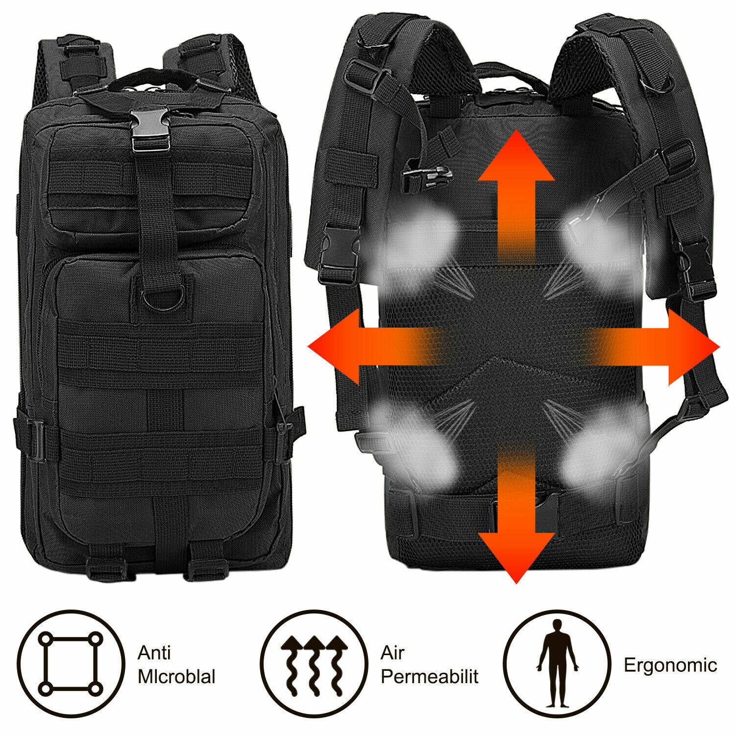 Military Tactical Backpack Daypack Bug Out Bag for Hiking Camping ...