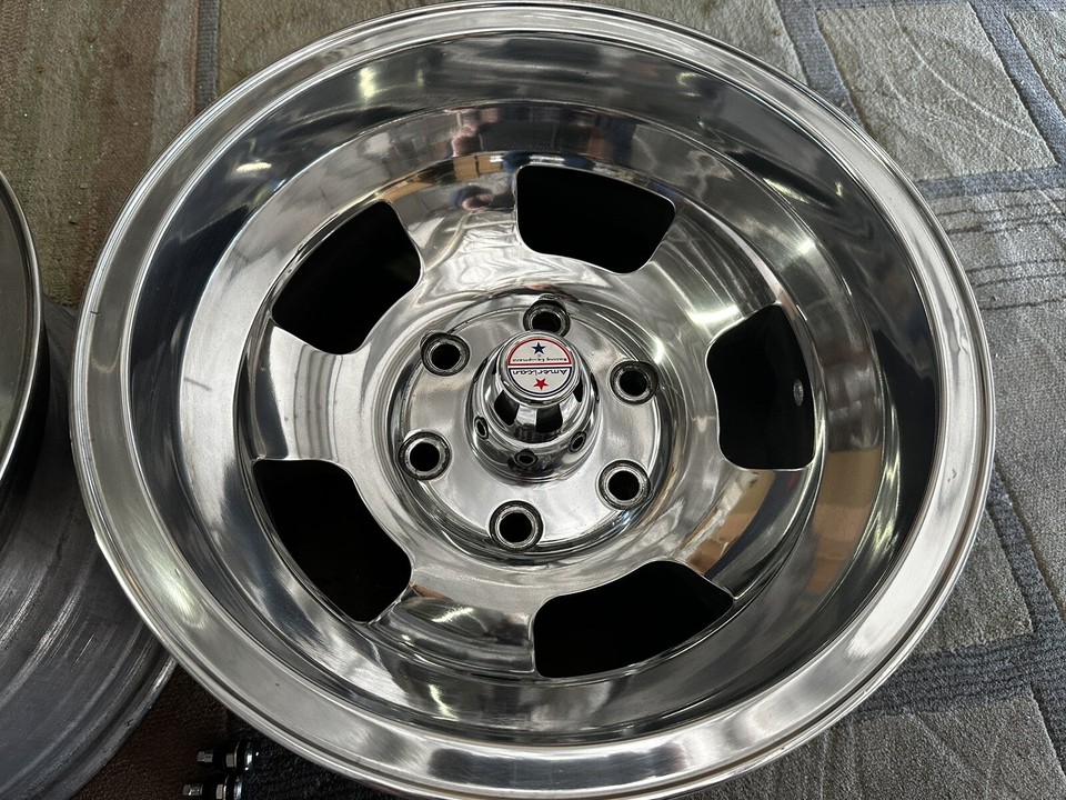 (2) 15x8.5 VINTAGE REAL AMERICAN RACING SLOT MAGS CHEVY 6 LUG 2WD TRUCK ...