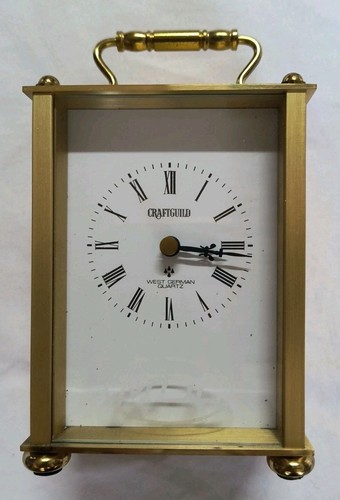 Vintage Du Chateau German Carriage Clock Brass Case Beveled Glass MDL ...