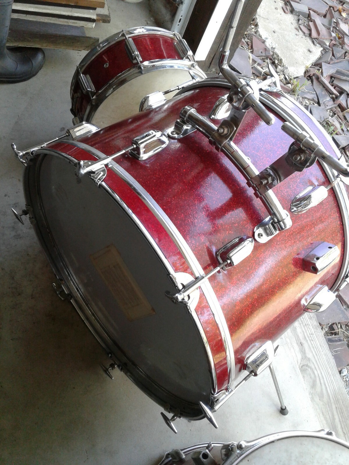 MIJ Drum Set 4 PC Vintage 60s Red Sparkle Japan 3Ply Shells | eBay