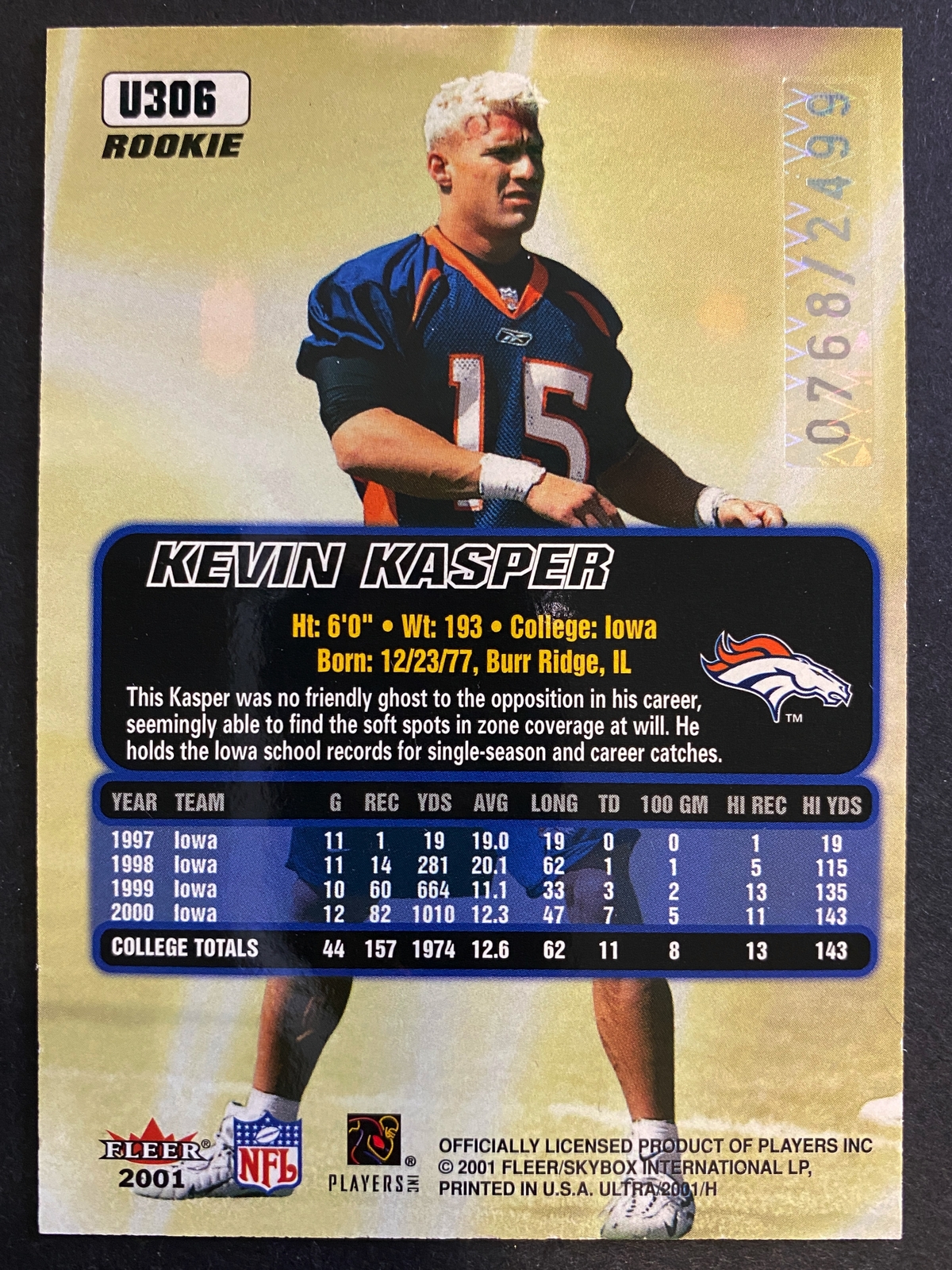 2001 Fleer Ultra - Rookie Kevin Kasper #U306 /2499 (RC) for sale online ...