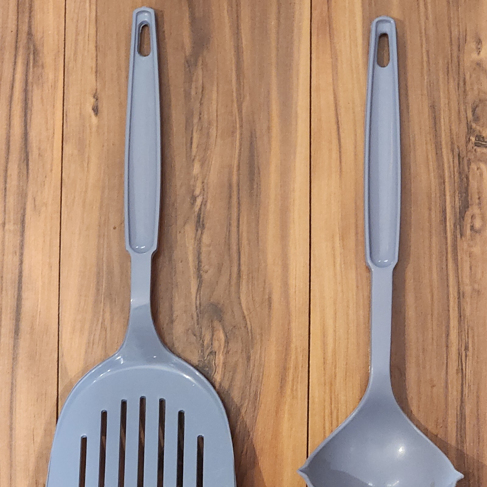 EKCO Vintage 11” BLUE Plastic WiDE Slotted Spatula Flipper and Ladle ...