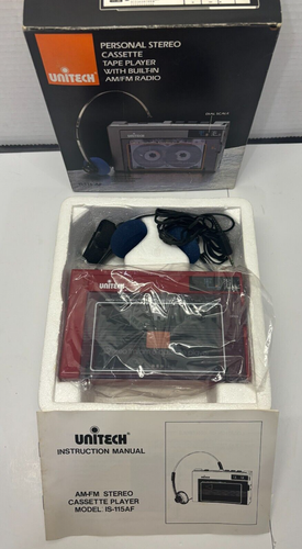 Vintage RED Unitech Stereo Cassette Player FM AM Portable Radio IS ...